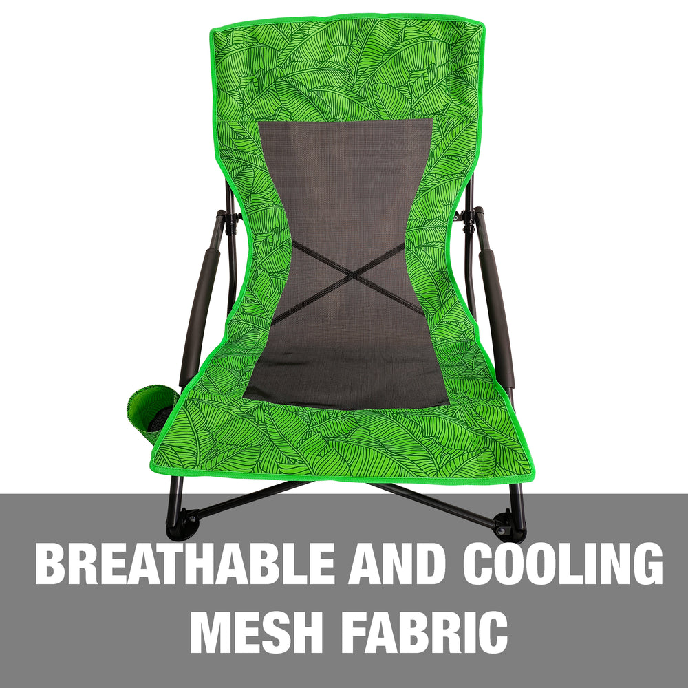Collapsible Beach Chair W/ Cup Holder | Storage Bag Included | 275 Lb.